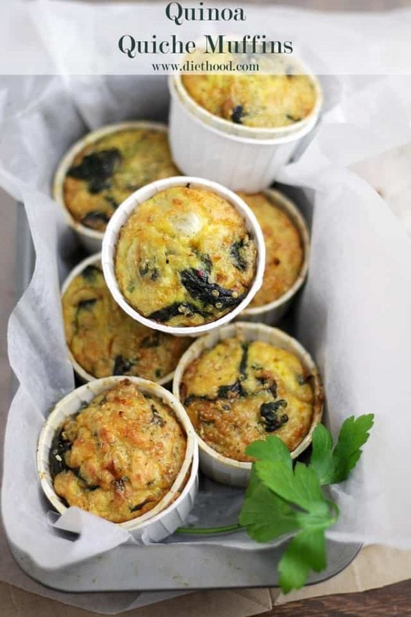 Crustless Quiche Muffins with Spinach and Cheese | Diethood.com