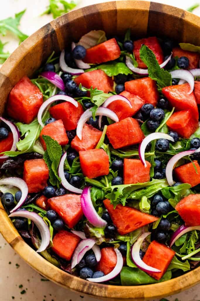 Easy Watermelon Salad with Feta and Mint l Diethood