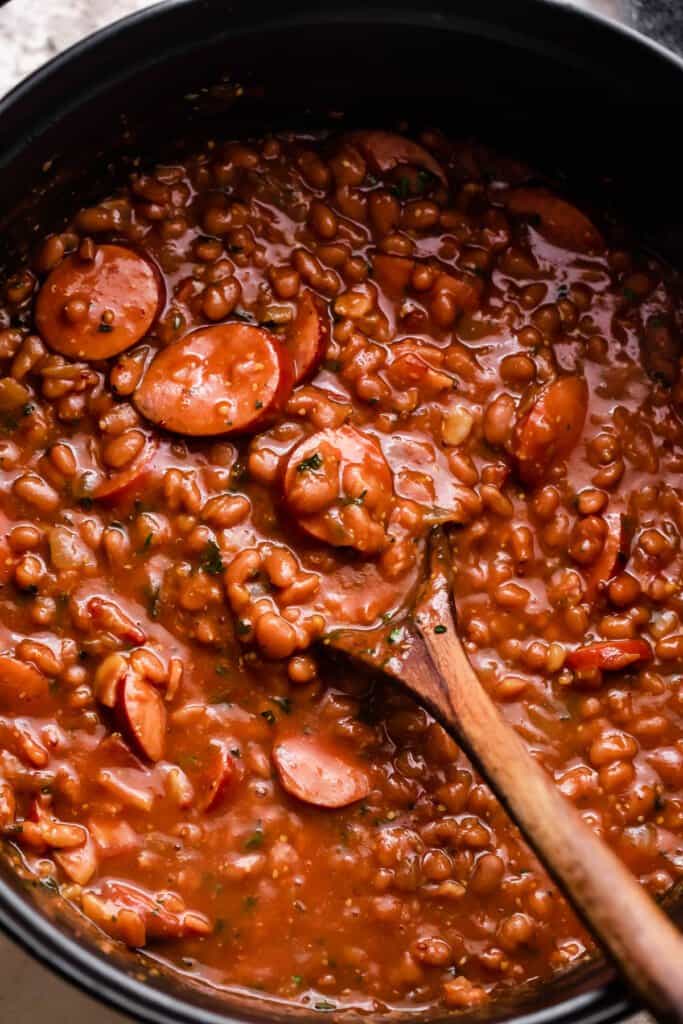 Quick Baked Beans with Smoked Sausage | Diethood